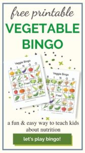 Free Printable Vegetable Bingo: an easy way to teach food groups ...