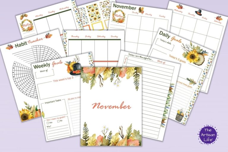 Free November Planner Page Printables for US Letter & Happy Planner ...
