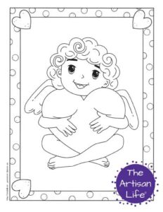 Free Printable Cupid Coloring Pages for Valentine's Day - The Artisan Life