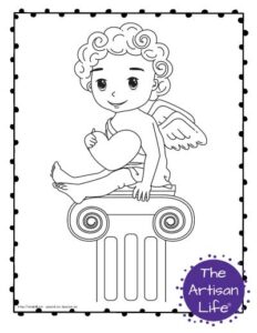 Free Printable Cupid Coloring Pages for Valentine's Day - The Artisan Life