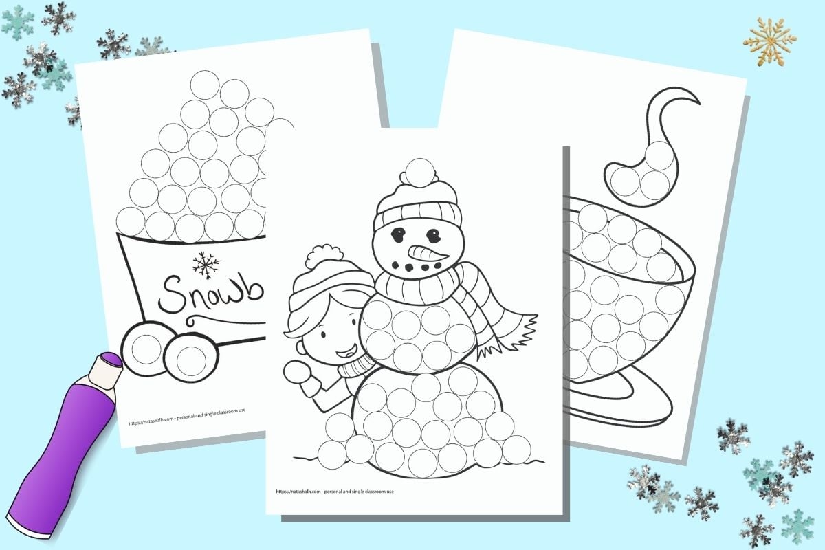 Free Printable Winter Do a Dot Marker Pages - The Artisan Life