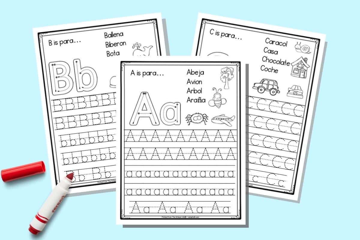 Free Printable Spanish Alphabet Tracing Worksheets - The Artisan Life