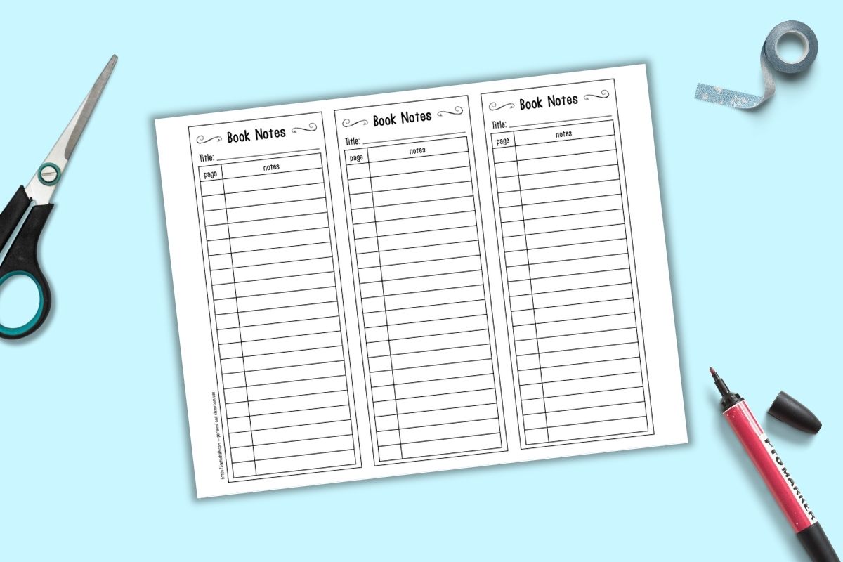 Free Printable Book Notes Bookmarks (for taking notes while reading ...