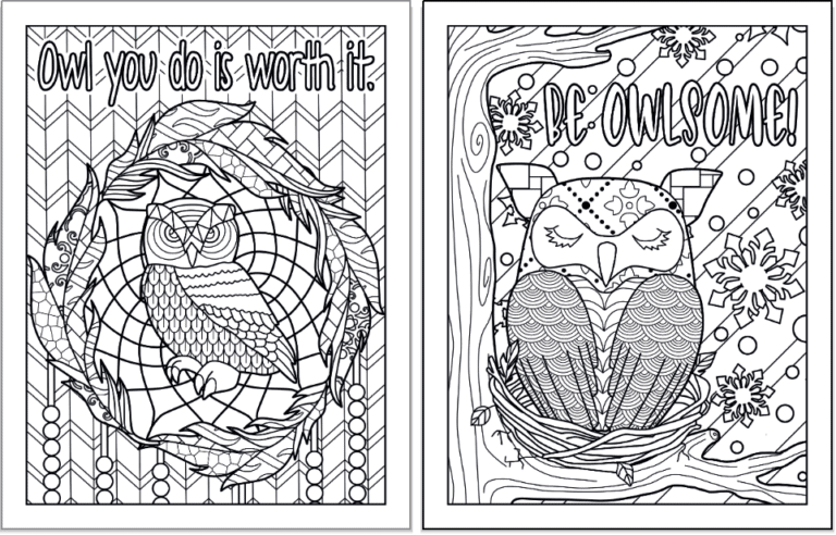 Free Printable Owl Coloring Pages for Adults - The Artisan Life