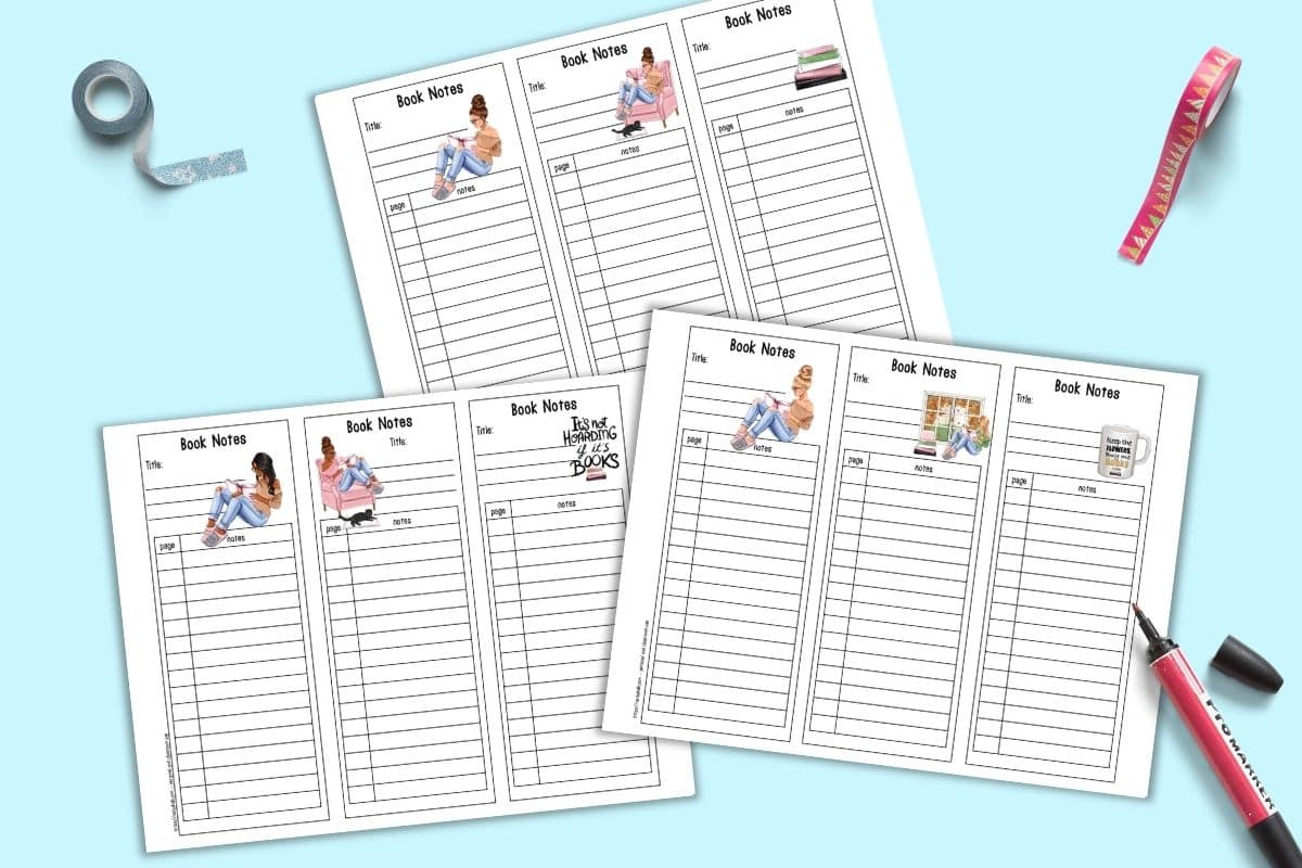 Free Printable Book Notes Bookmarks (for taking notes while reading ...