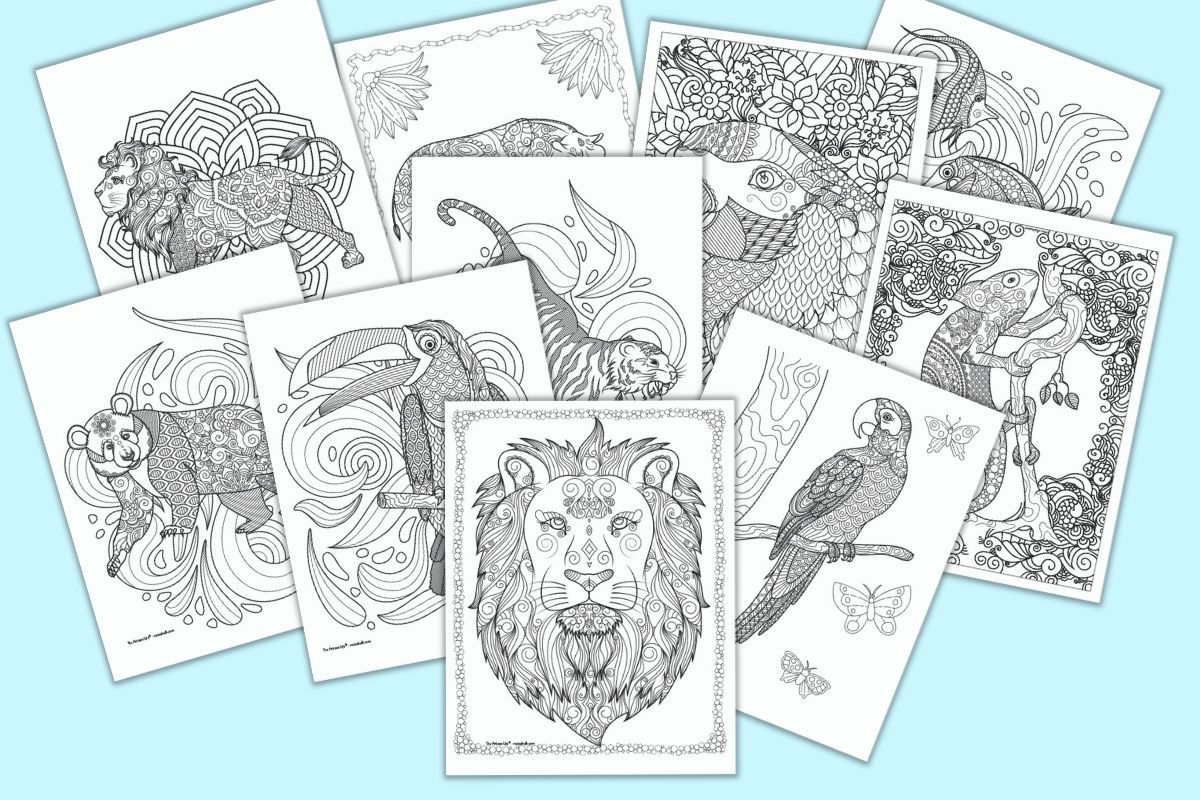 21 Free Animal Coloring Pages for Adults - The Artisan Life