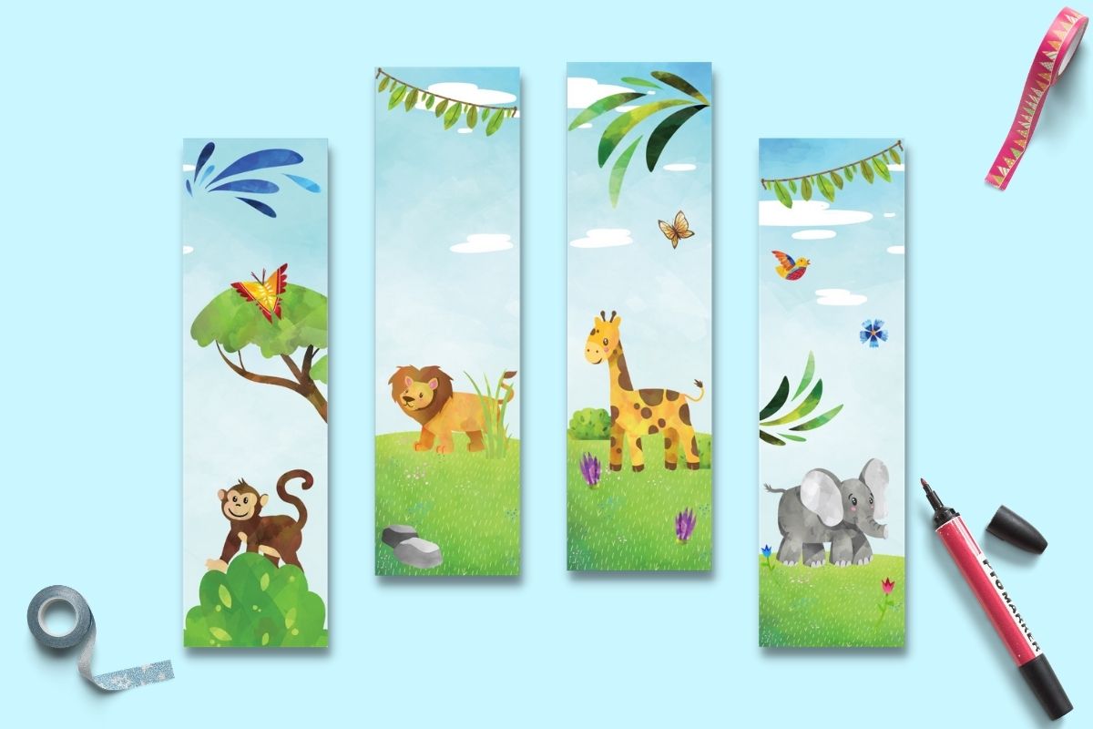 Free Printable Safari Animals Bookmarks - The Artisan Life