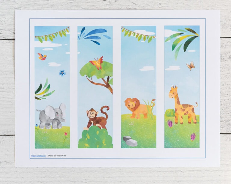Free Printable Safari Animals Bookmarks - The Artisan Life