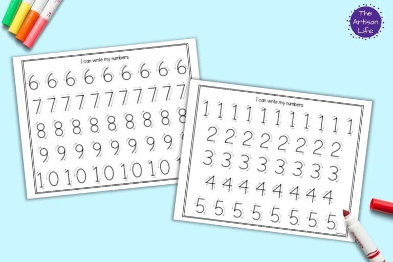 Free Printable Number Tracing 1-10 Worksheets - The Artisan Life