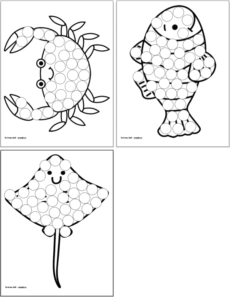 Free Printable Ocean Animals Dot it Marker Pages - The Artisan Life