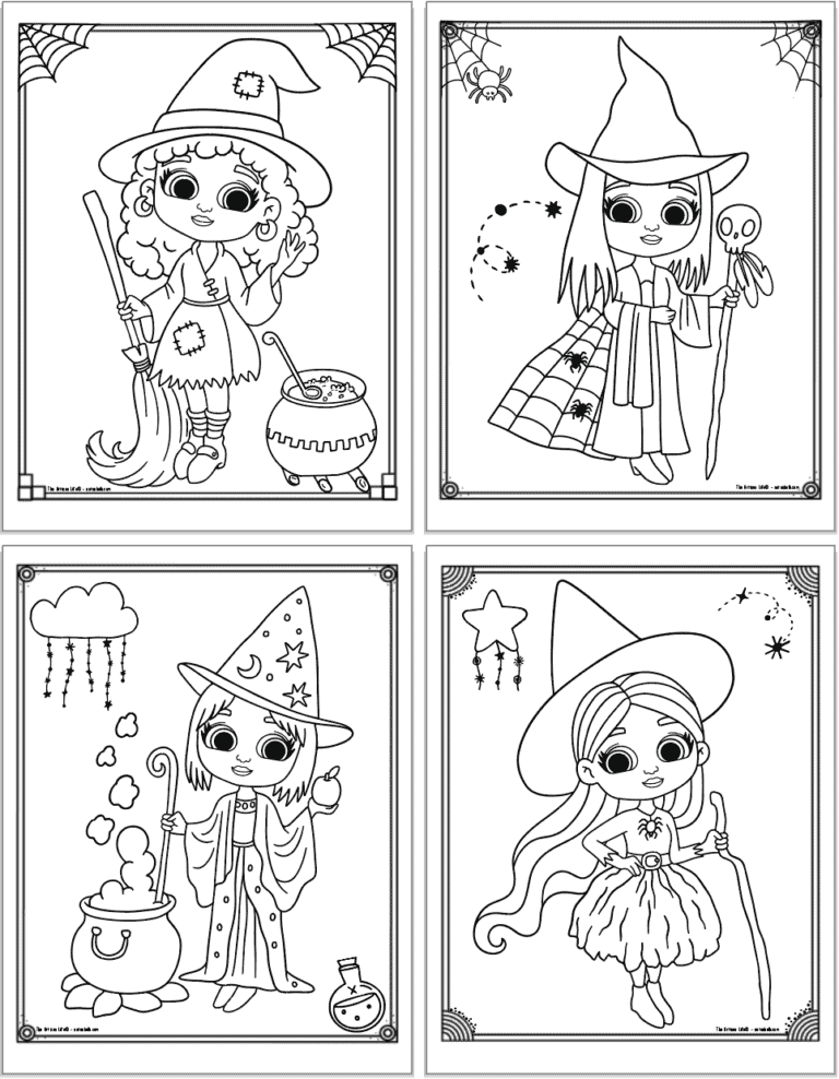 19+ Free Printable Cute Halloween Witch Coloring Pages - The Artisan Life