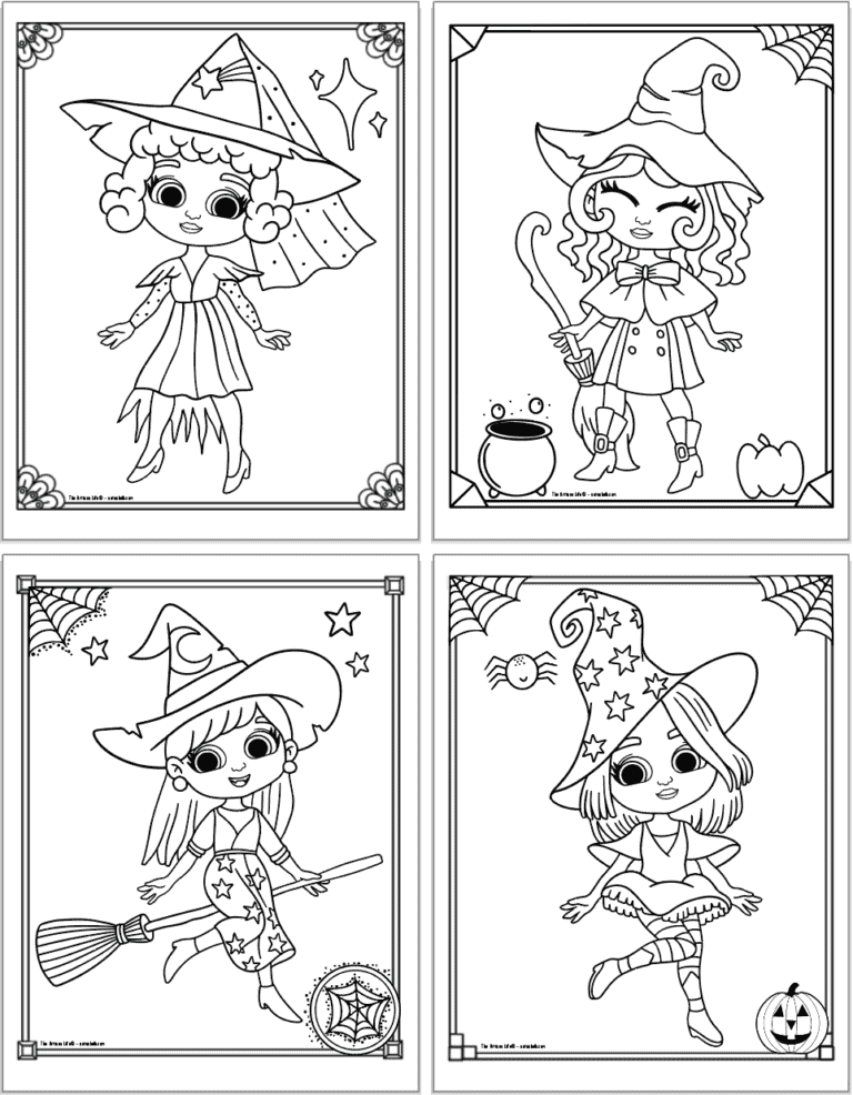 19+ Free Printable Cute Halloween Witch Coloring Pages - The Artisan Life