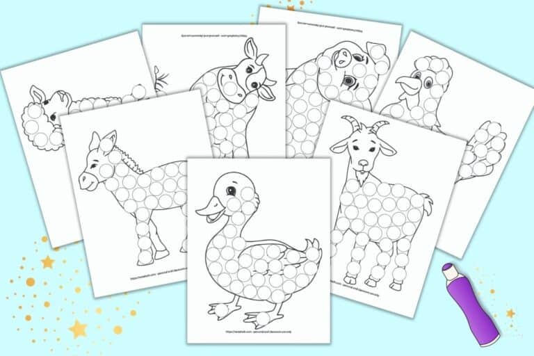 Free Printable Farm Animal Dot Marker Coloring Pages for Toddlers ...