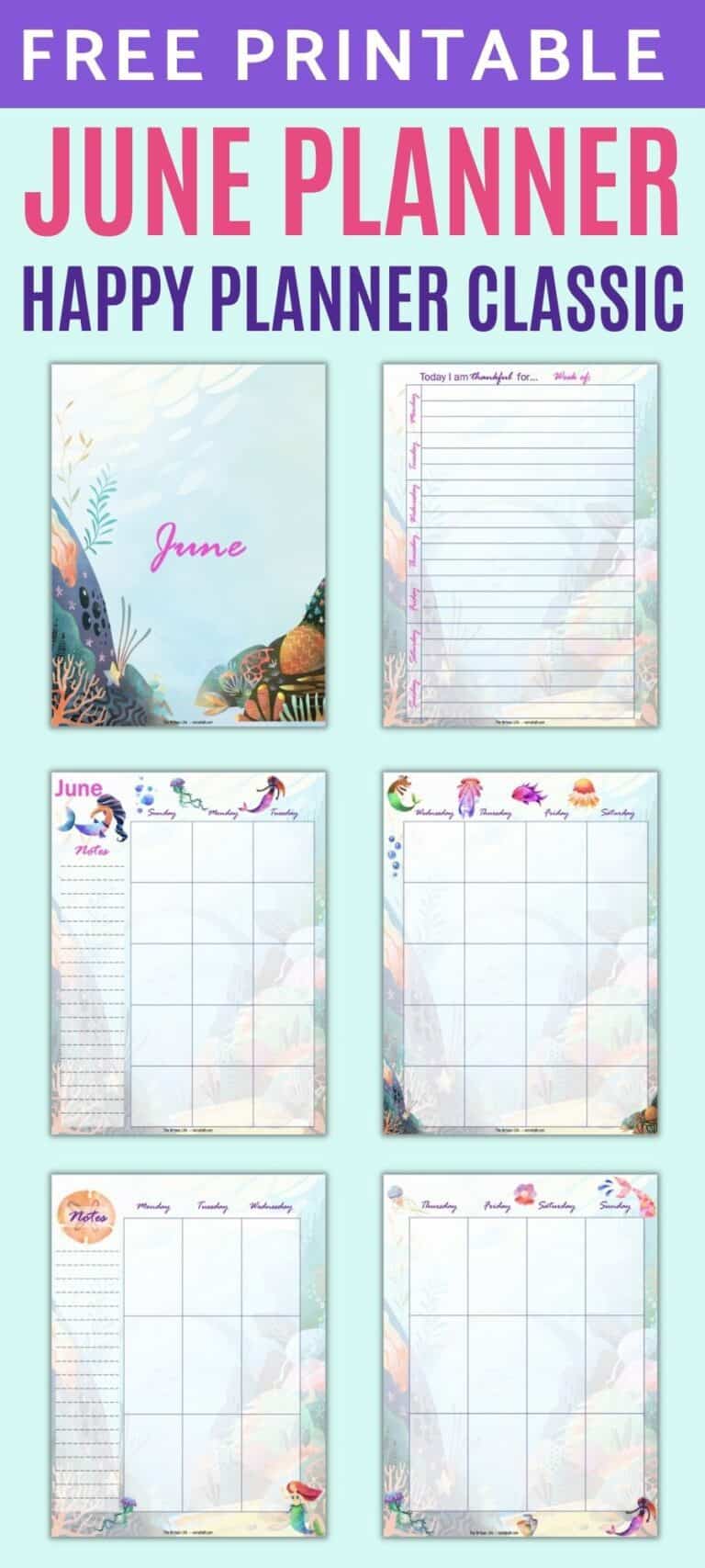 Free Printable June Planner Pages for US Letter and Happy Planner - The ...