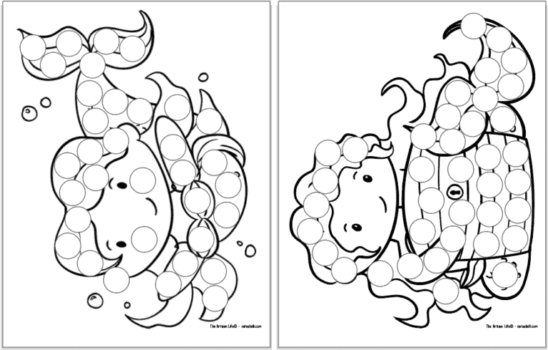 Free Printable Cute Mermaid Dot it Marker Pages - The Artisan Life