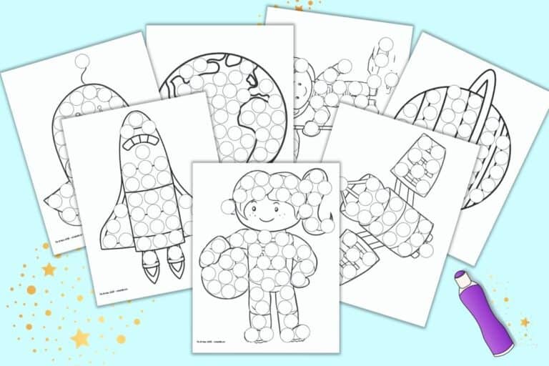 Free Printable Outer Space Dot Marker Coloring Pages - The Artisan Life