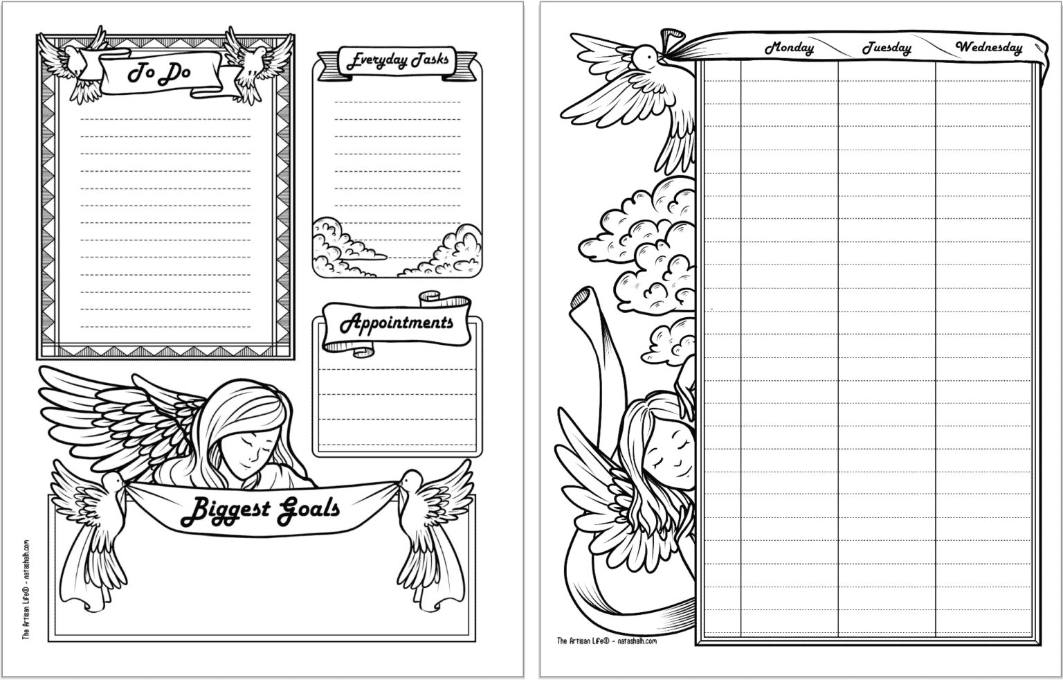 Free Printable Angel Bujo Planner Pages - The Artisan Life