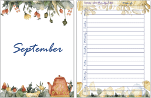 Cozy Tea Theme Free September Planner Printables (Letter and Happy ...