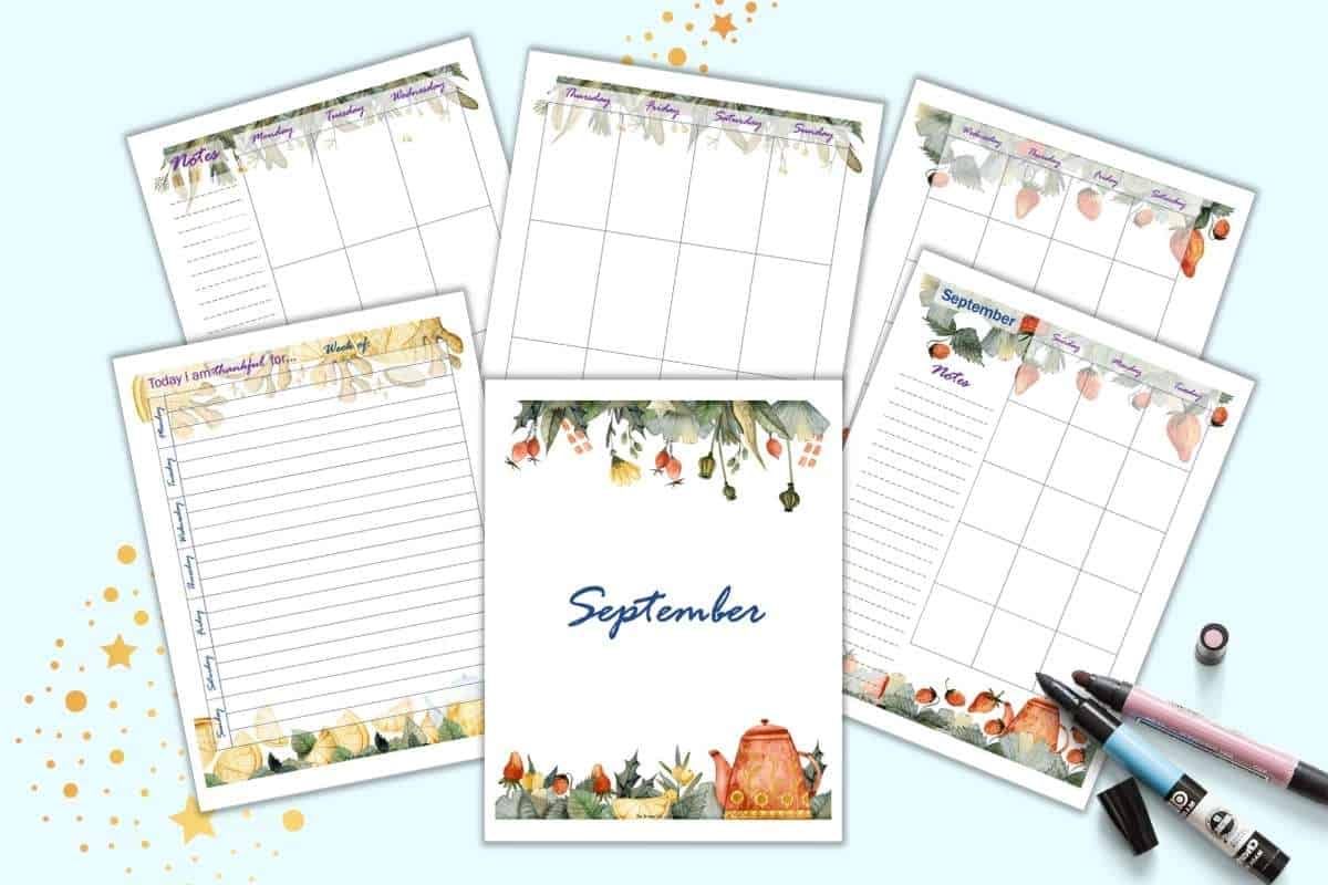 Cozy Tea Theme Free September Planner Printables (Letter and Happy ...
