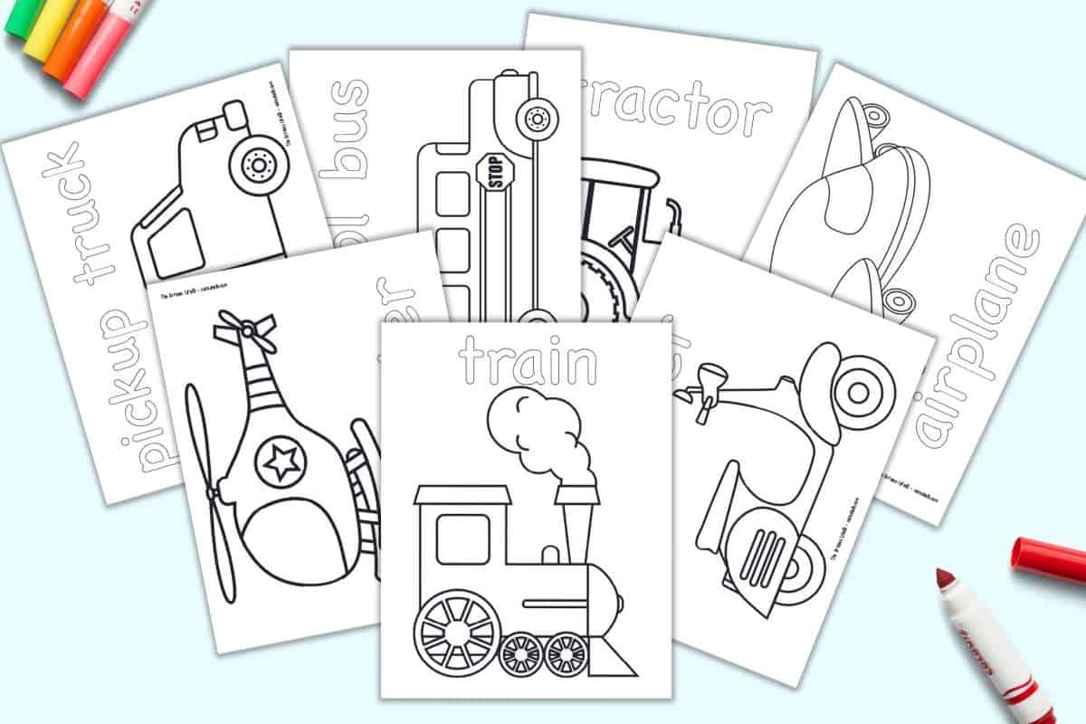 Free Printable Vehicle Coloring Pages with Names - The Artisan Life