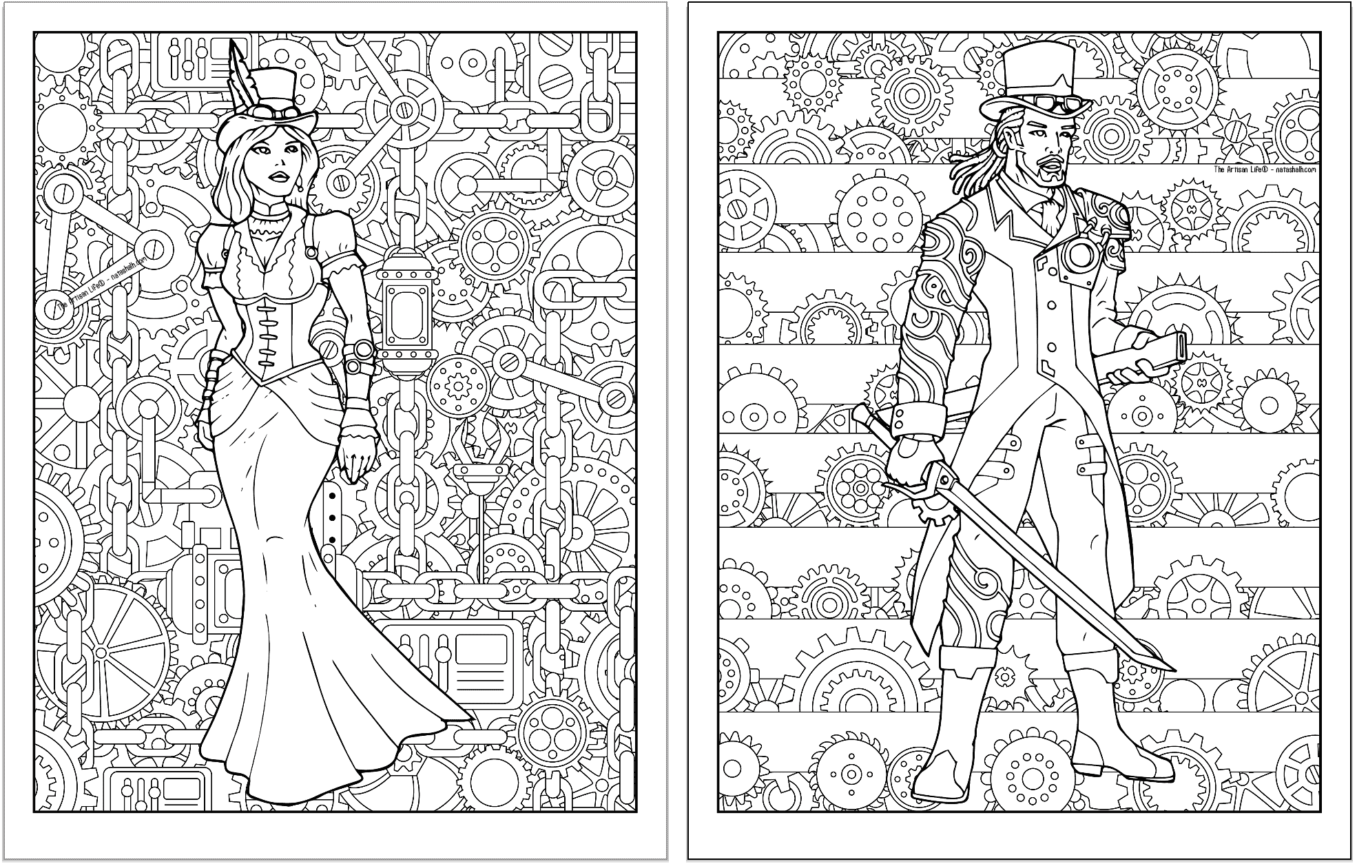 15+ Free Printable Steampunk Coloring Pages for Adults - The Artisan Life