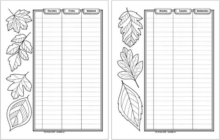 Free Printable Fall Leaves Bujo Planner Printables - The Artisan Life