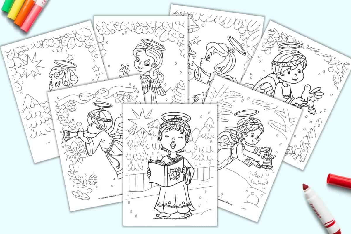 Free Printable Christmas Angel Coloring Pages for Kids - The Artisan Life