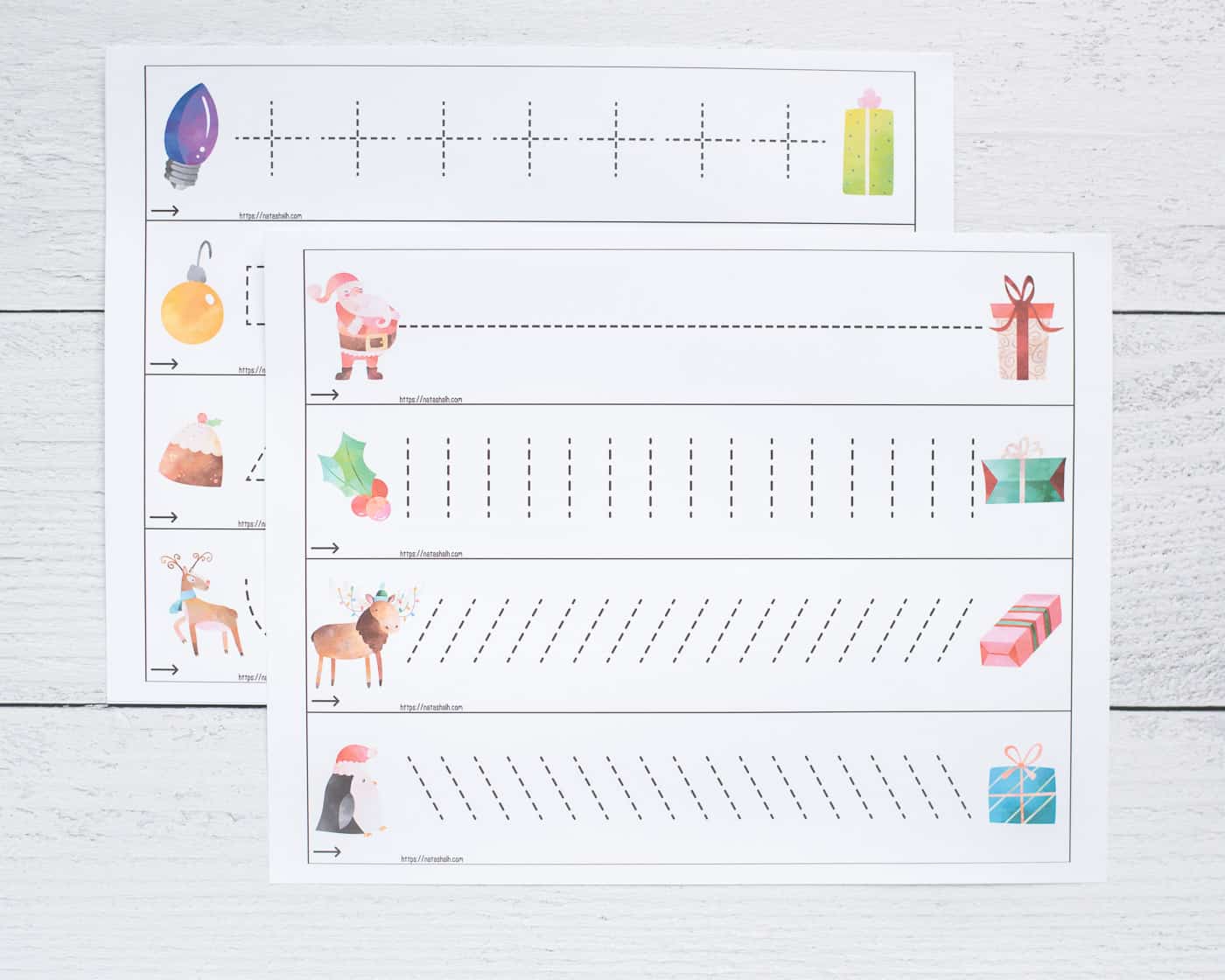 Free Printable Christmas Prewriting Cards for Preschoolers (tracing ...