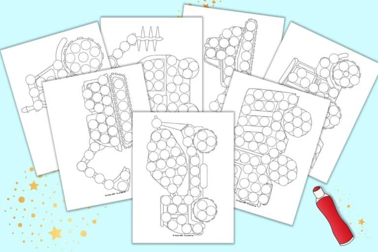 Free Printable Construction Vehicle Dot Marker Pages - The Artisan Life