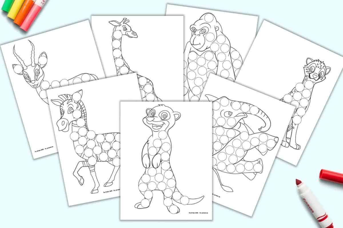 13+ Free Printable Safari Animal Dab It Marker Pages - The Artisan Life