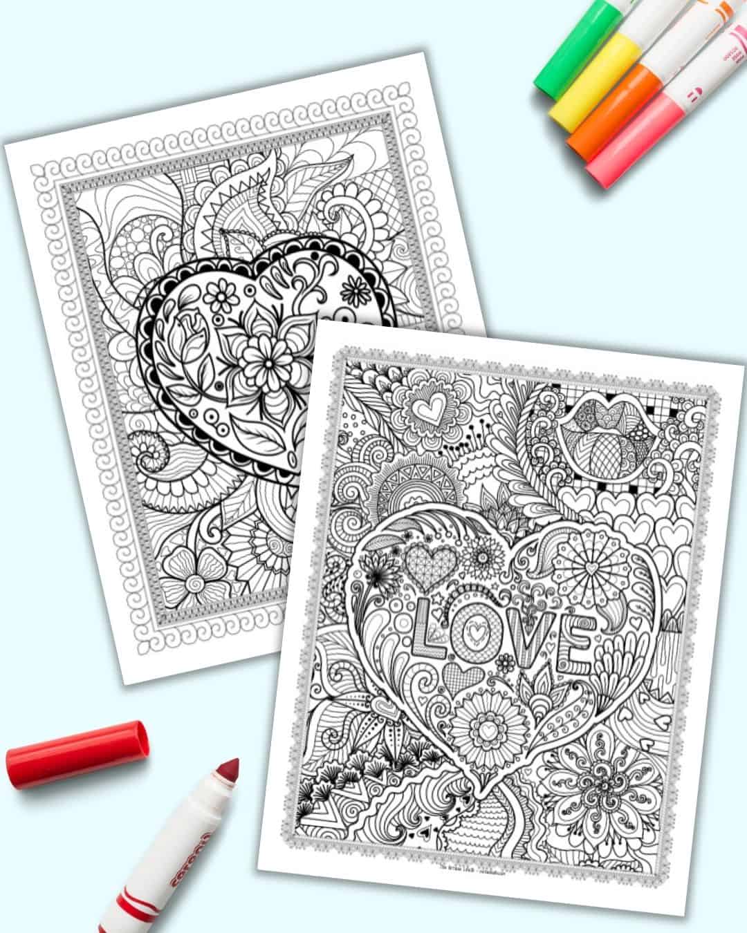 Free Printable Heart Coloring Sheets for Valentine's Day - The Artisan Life