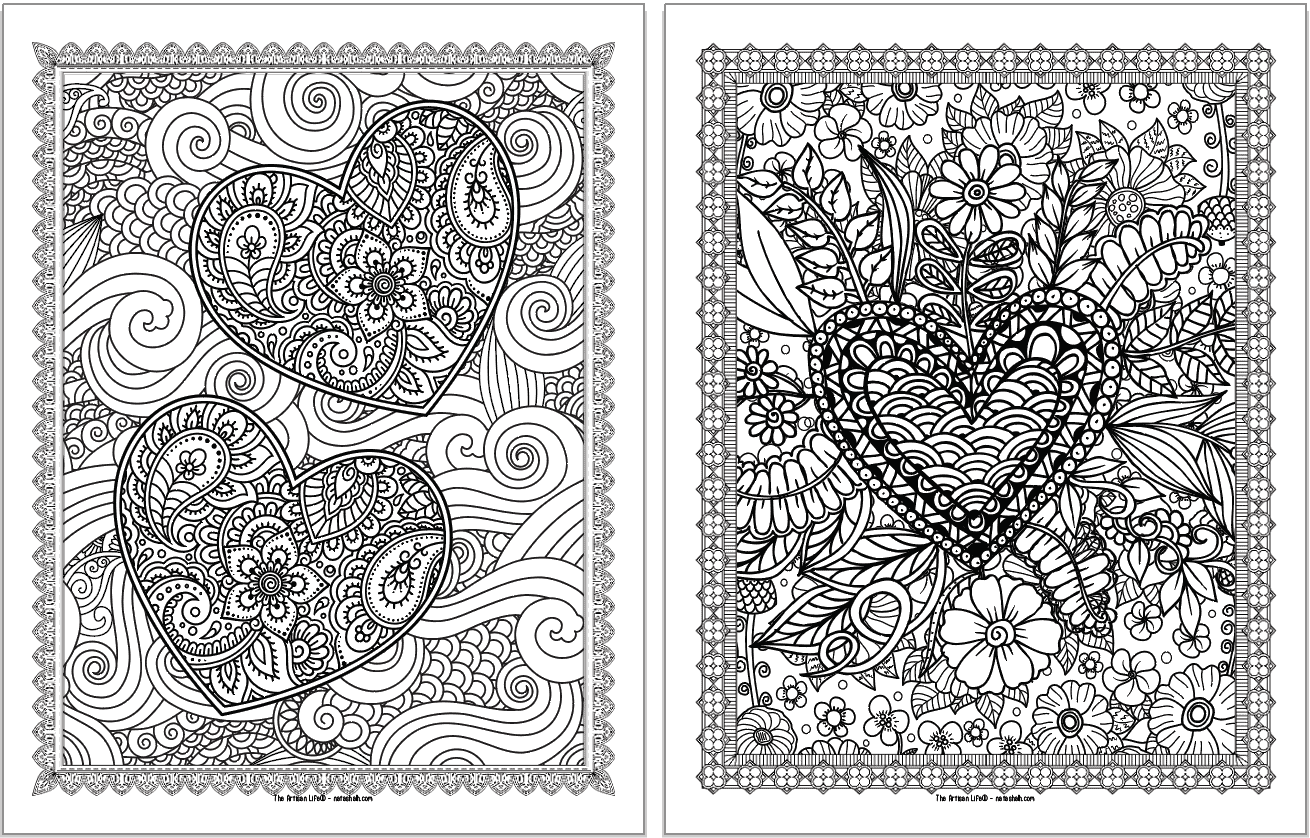 Free Printable Heart Coloring Sheets for Valentine's Day - The Artisan Life