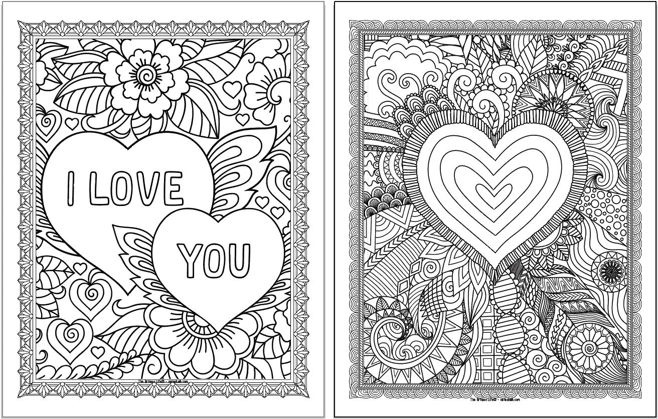 Free Printable Heart Coloring Sheets for Valentine's Day - The Artisan Life