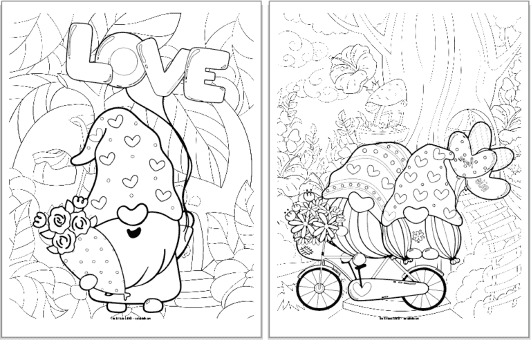 Free Printable Valentine's Day Gnome Coloring Pages - The Artisan Life