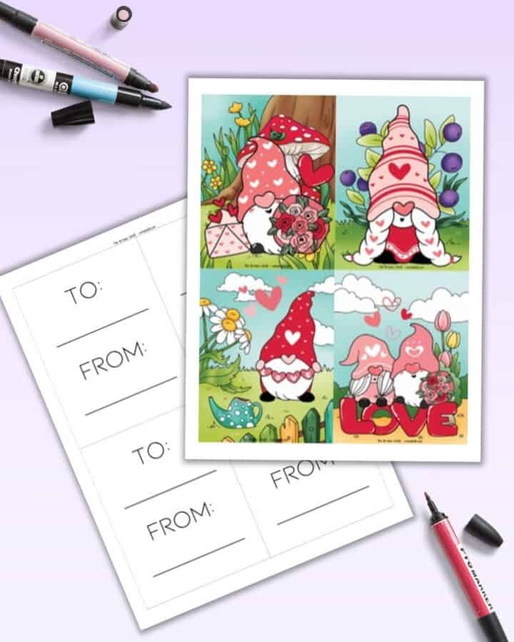 Free Printable Gnome Valentine Cards - The Artisan Life
