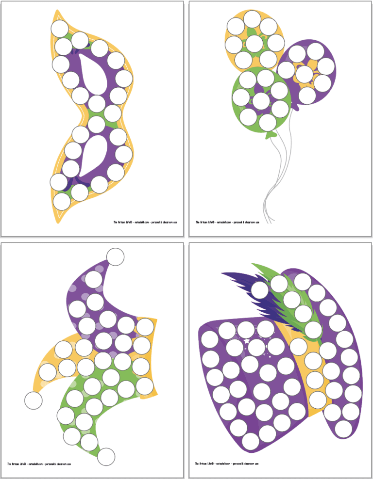 7+ Free Printable Mardi Gras Dot Marker Coloring Pages - The Artisan Life
