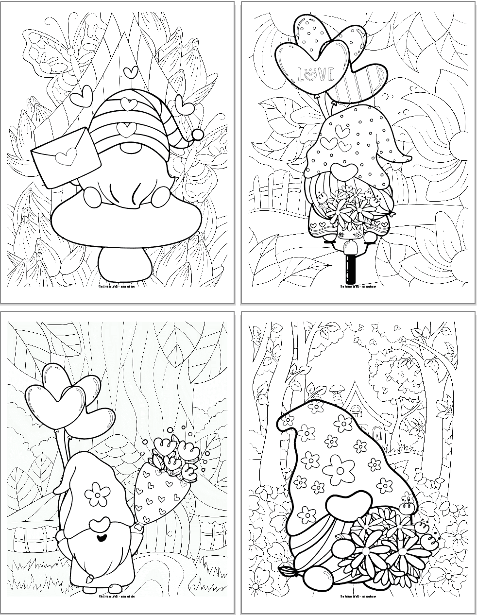 Free Printable Valentine's Day Gnome Coloring Pages - The Artisan Life