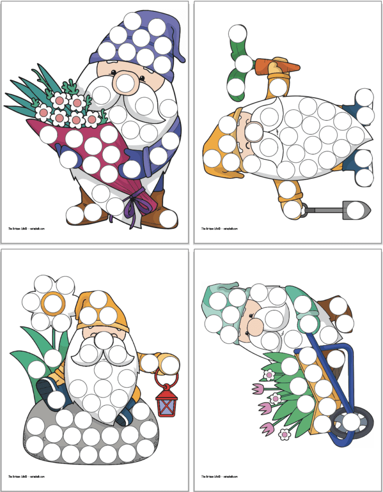 9+ Free Printable Spring Garden Gnome Dot Marker Coloring Pages - The ...