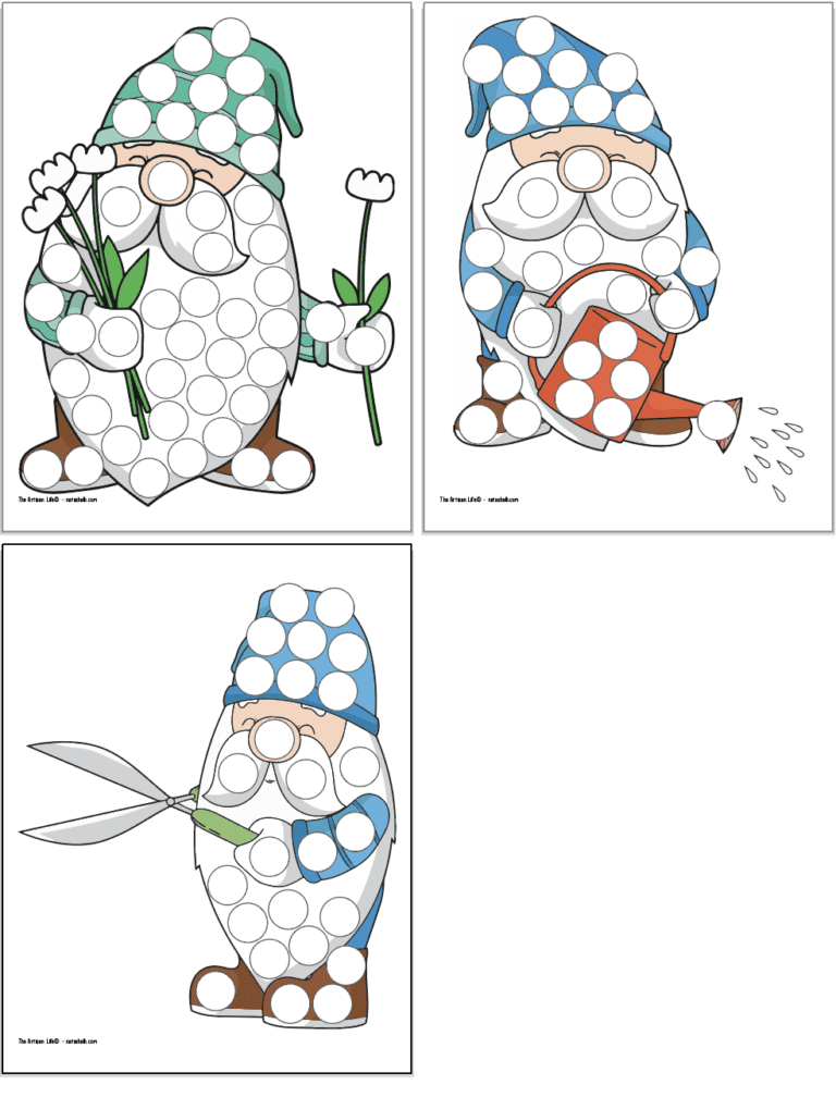 9+ Free Printable Spring Garden Gnome Dot Marker Coloring Pages - The ...