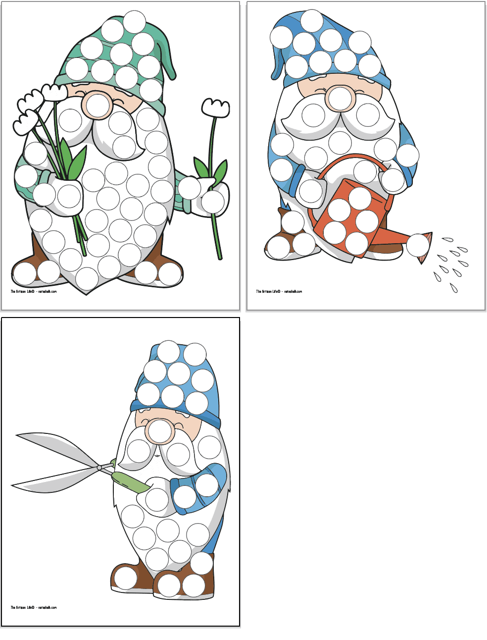 9+ Free Printable Spring Garden Gnome Dot Marker Coloring Pages - The ...