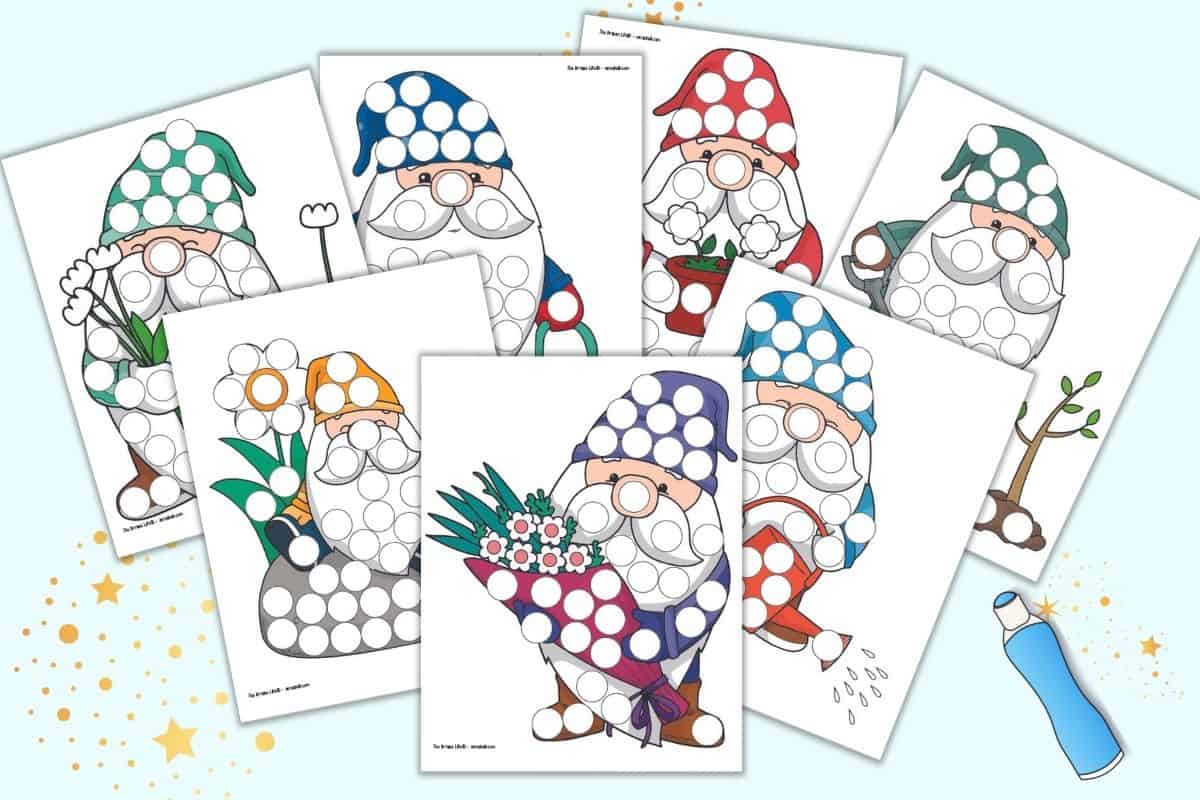9+ Free Printable Spring Garden Gnome Dot Marker Coloring Pages - The ...