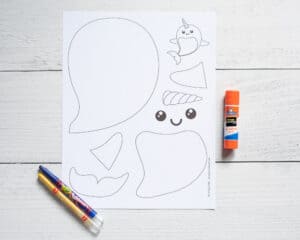 Free Printable Cut & Paste Narwhal Craft - The Artisan Life