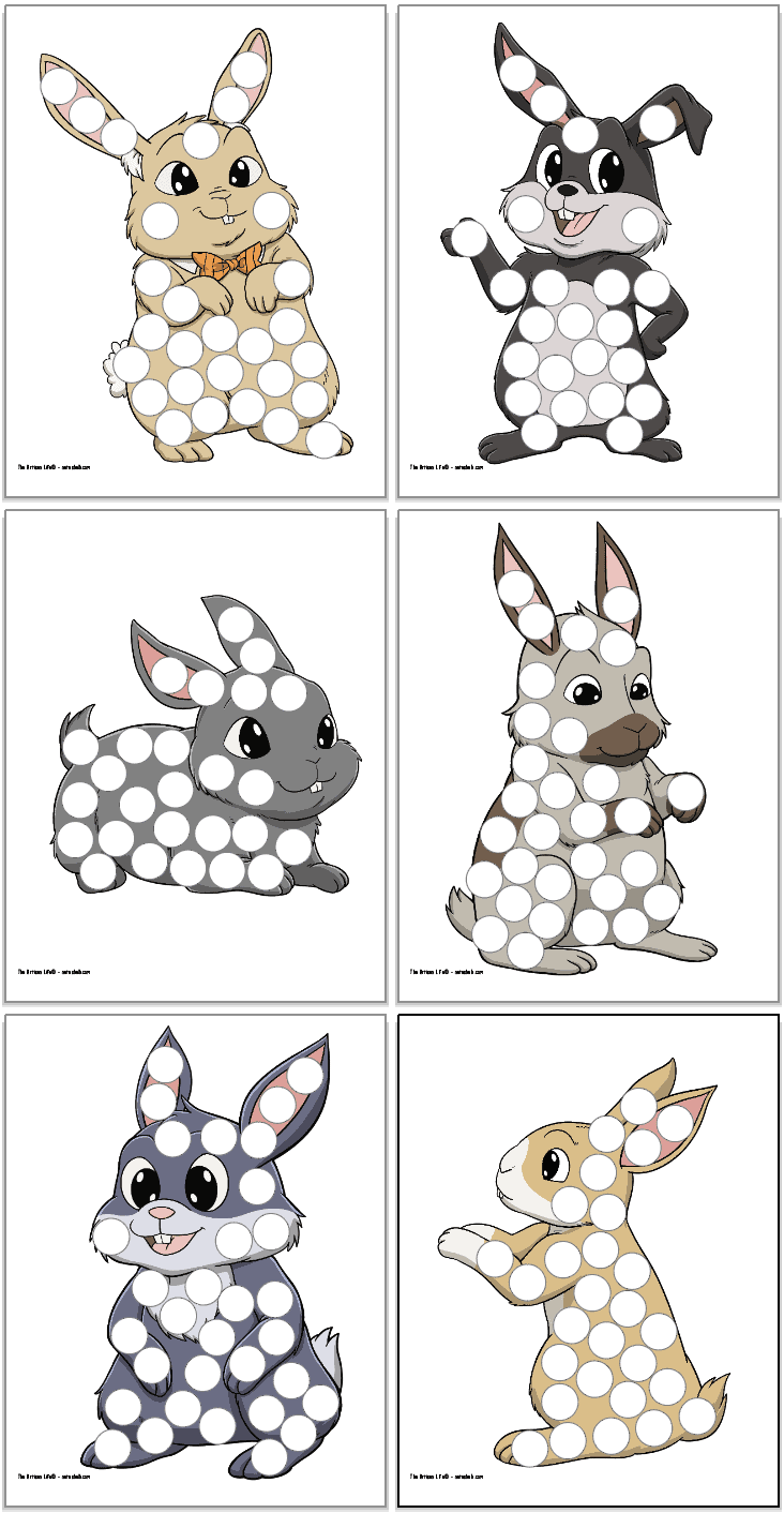 5+ Free Printable Colored Bunny Dot Marker Coloring Pages - The Artisan ...