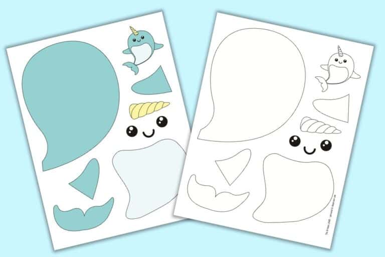 Free Printable Cut & Paste Narwhal Craft - The Artisan Life