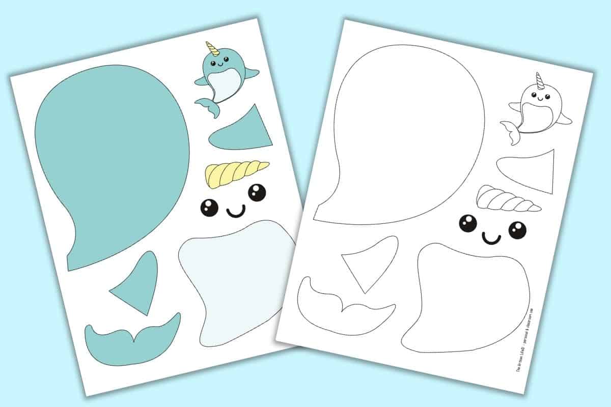 Free Printable Cut & Paste Narwhal Craft - The Artisan Life