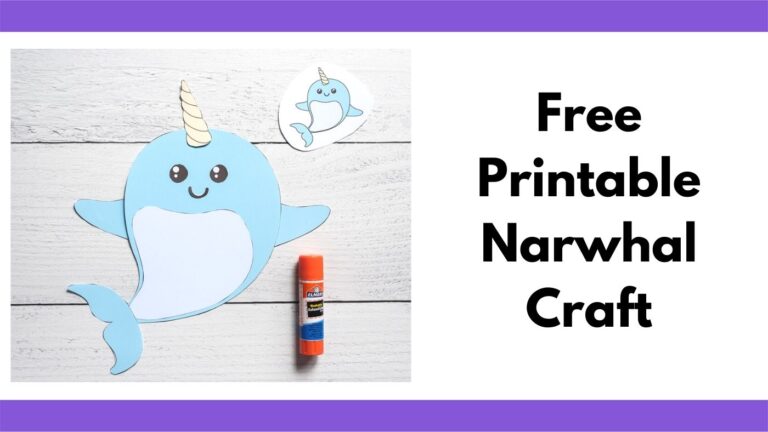 Free Printable Cut & Paste Narwhal Craft - The Artisan Life