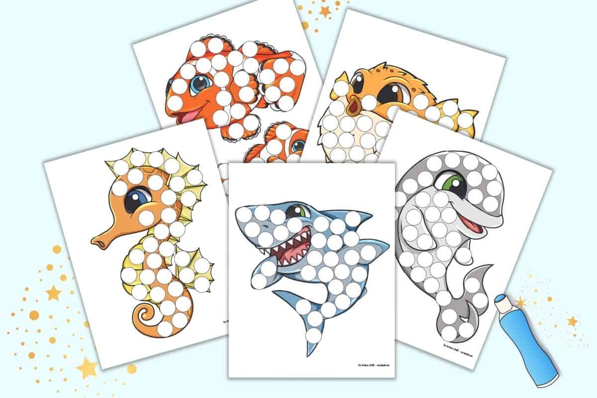Free Printable Color Ocean Animal Dot Maker Pages - The Artisan Life