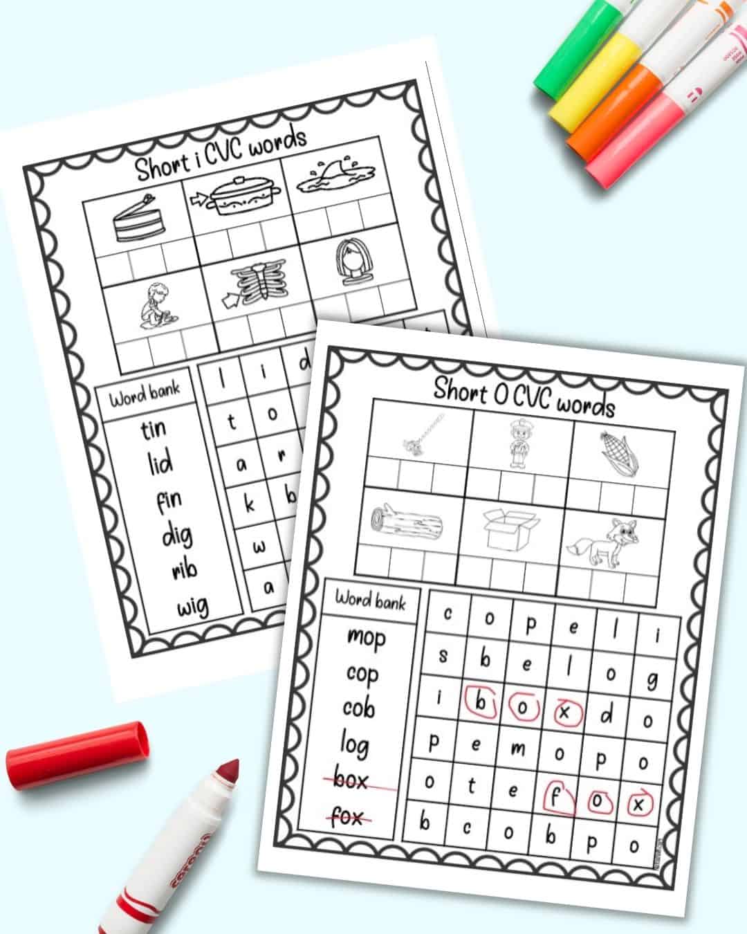 Free Printable Short O CVC Words Worksheets - The Artisan Life