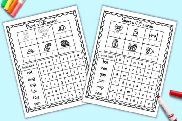Free Printable Short A CVC Words Worksheets - The Artisan Life