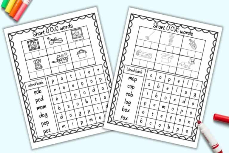 Free Printable Short O CVC Words Worksheets - The Artisan Life